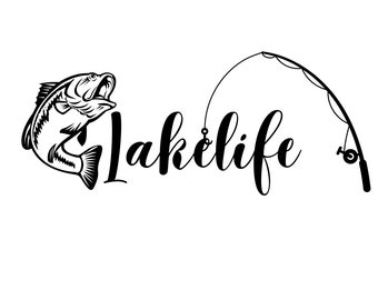 Bass Lake Life Vinyl Decal Fishing Sticker Fisherman Fish Boat Summer ...