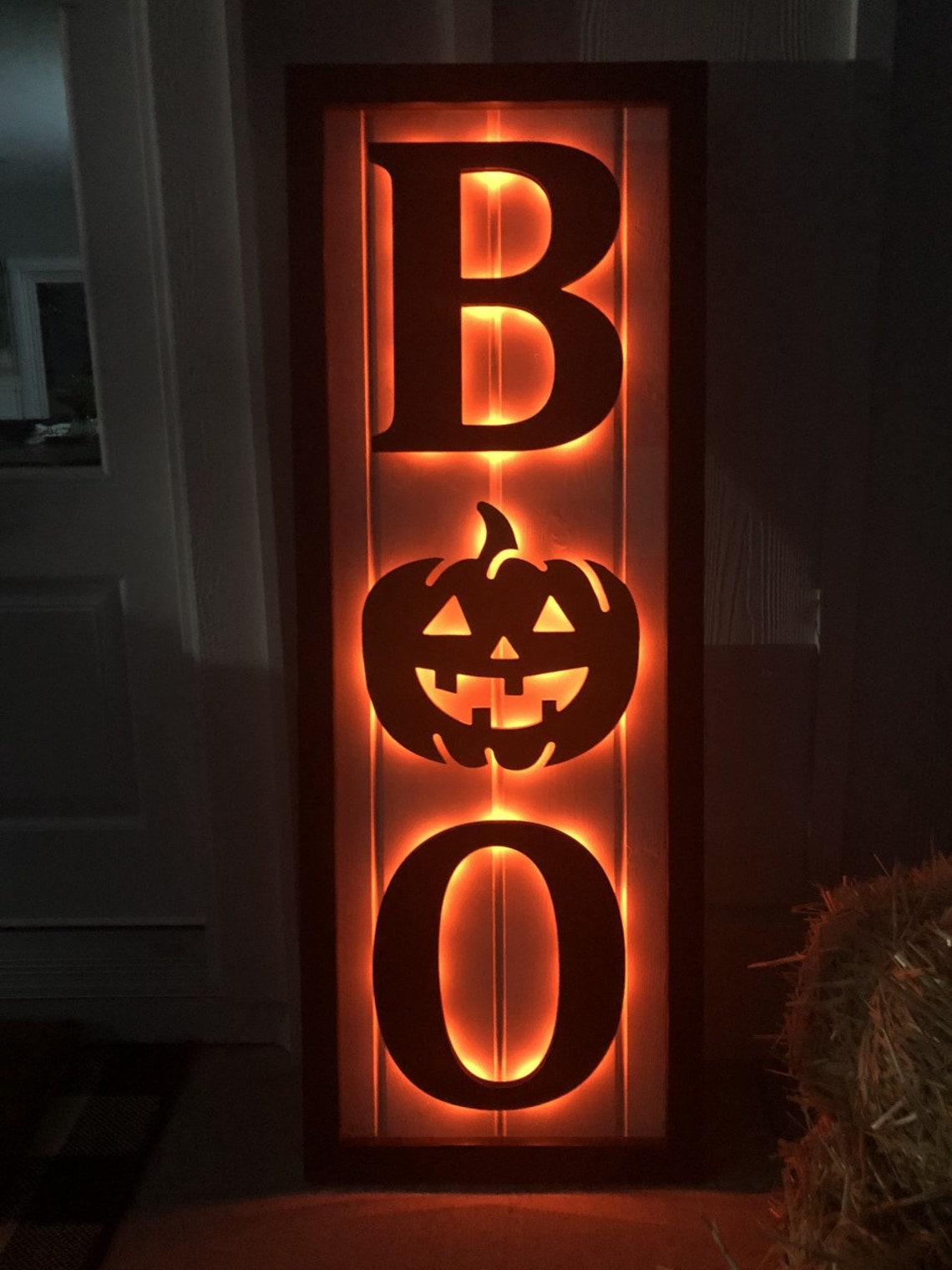 Backlit Sign // Porch Sign // Boo // Halloween Sign // | Etsy