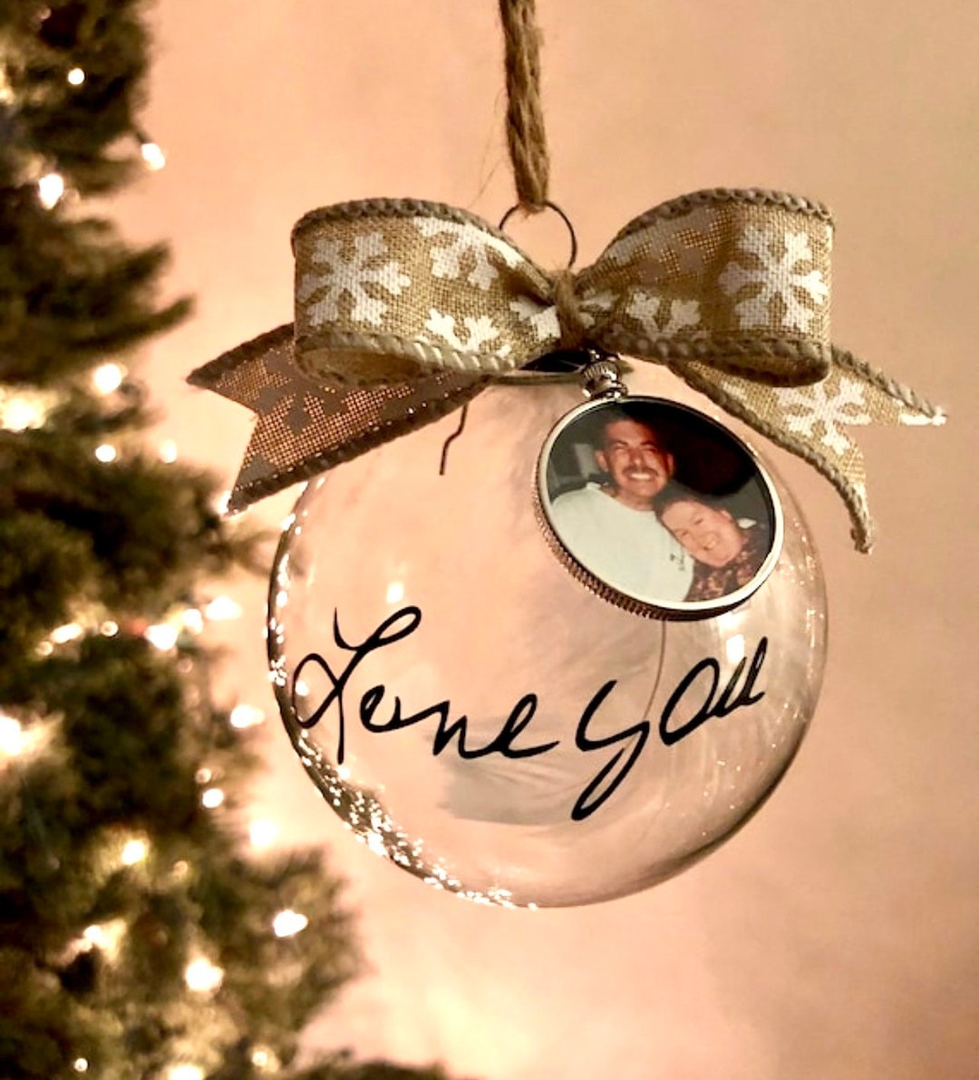 Handwriting Memorial Christmas Ornament With Photo Charm - Etsy
