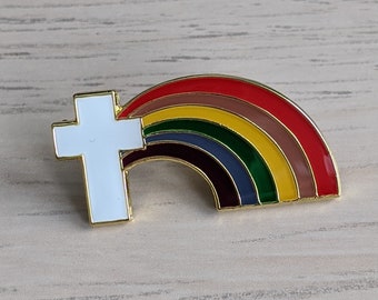 Rainbow Cross Pin | Etsy
