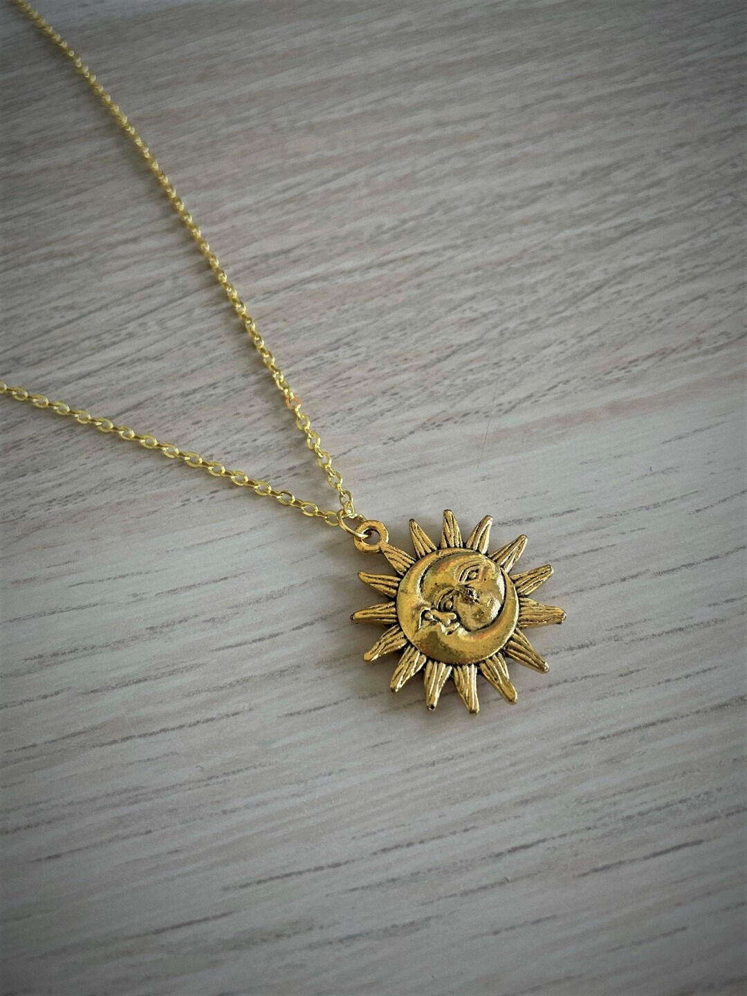 Sun and Moon Pendant Necklace Sun Necklace, Boho Necklace, Sun Jewelry ...