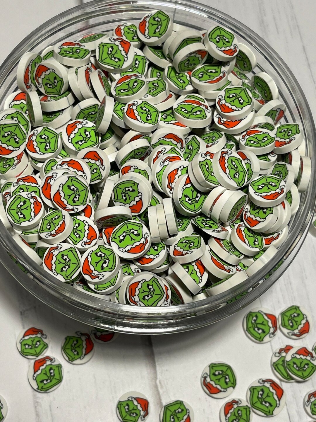Christmas Grinch Polymer Clay Slices Merry Grinchmas 5mm and 10mm - Etsy