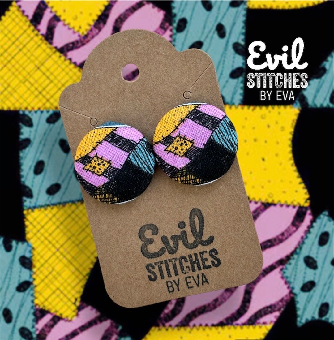 Sally Dress Inspired Fabric Button Earrings - Etsy