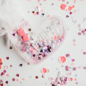 Shaker Name Tag Heart Tag Heart Name Tag Confetti Shaker Tag - Etsy
