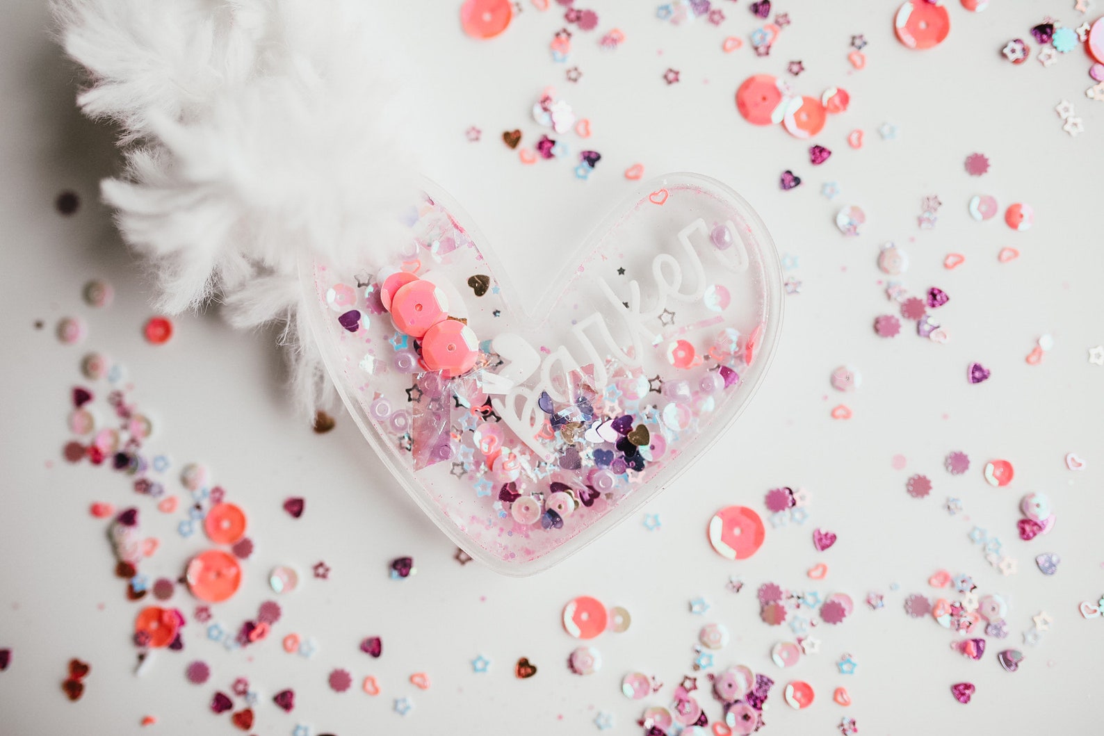 Shaker Name Tag Heart Tag Heart Name Tag Confetti Shaker Tag - Etsy