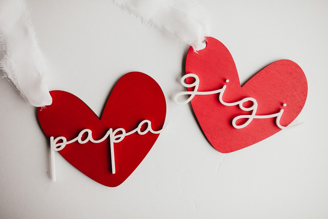 Valentines Day Heart Name Tag, Pink or Red Heart Name Tag, Gift Tag - Etsy