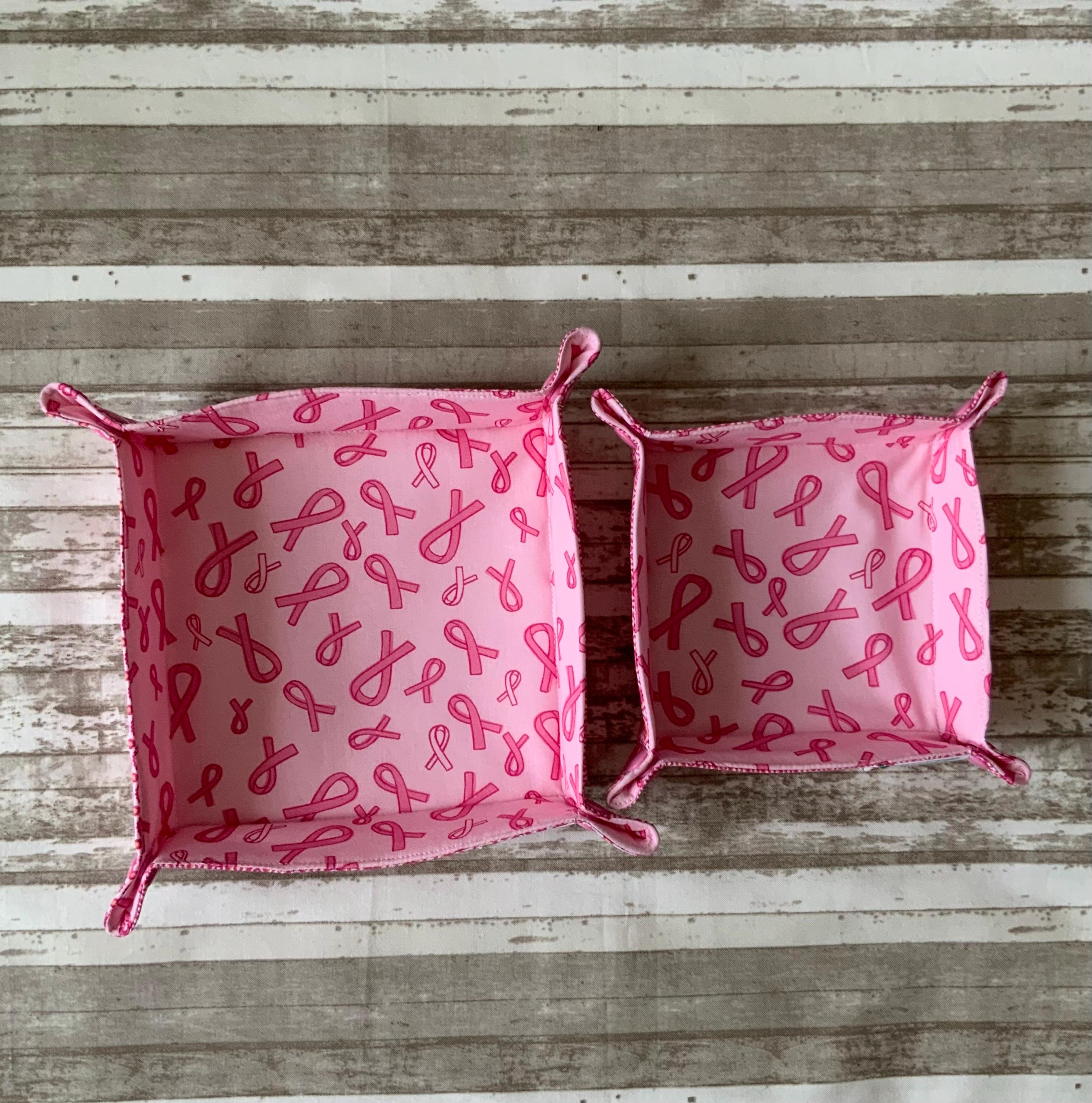 Pink Ribbon Key Catch All, Square Fold up Tray, Gift for Stitcher ...