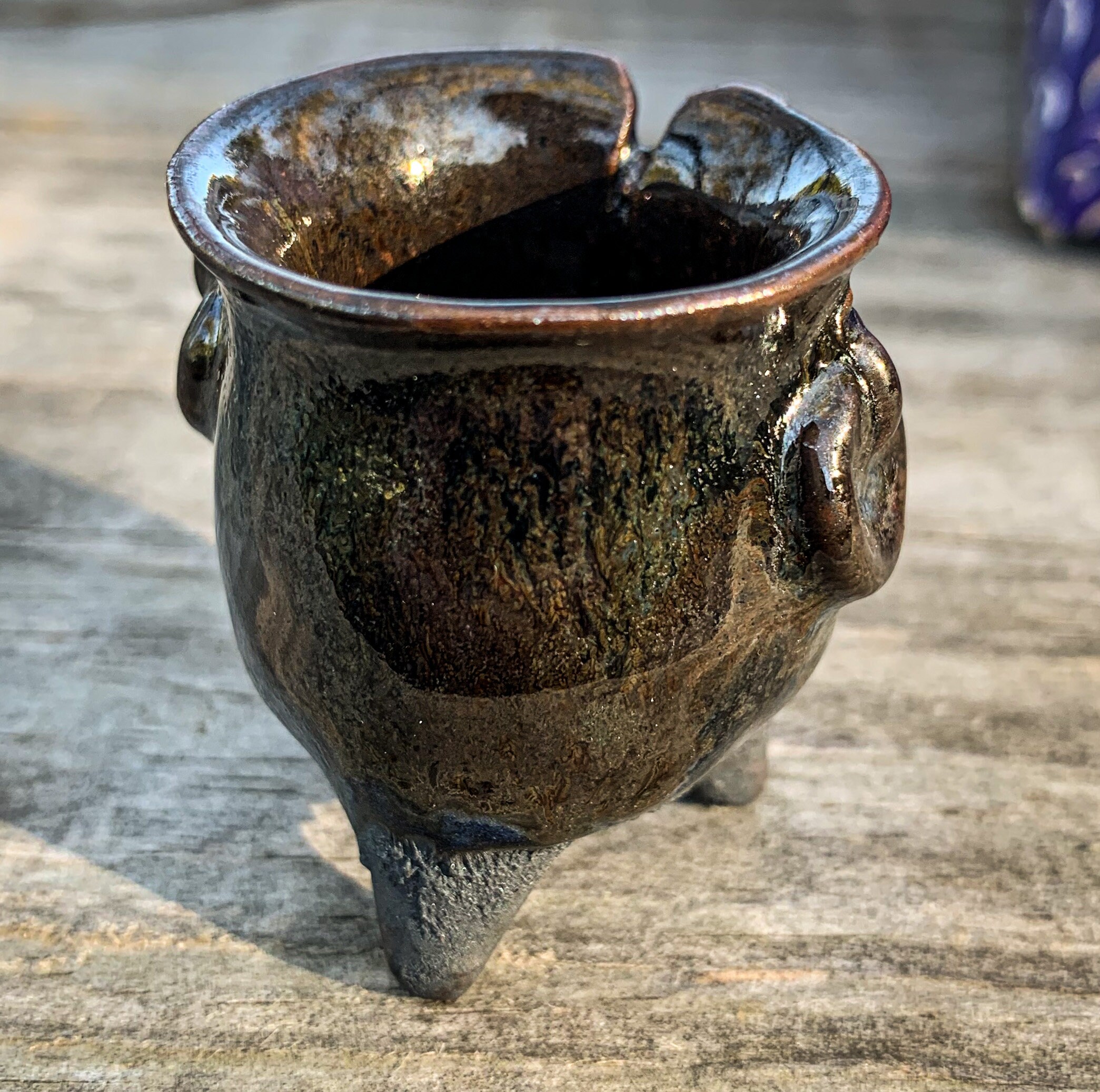 Tiny Ceramic Cauldron- Cracked Iron Goddess - Etsy