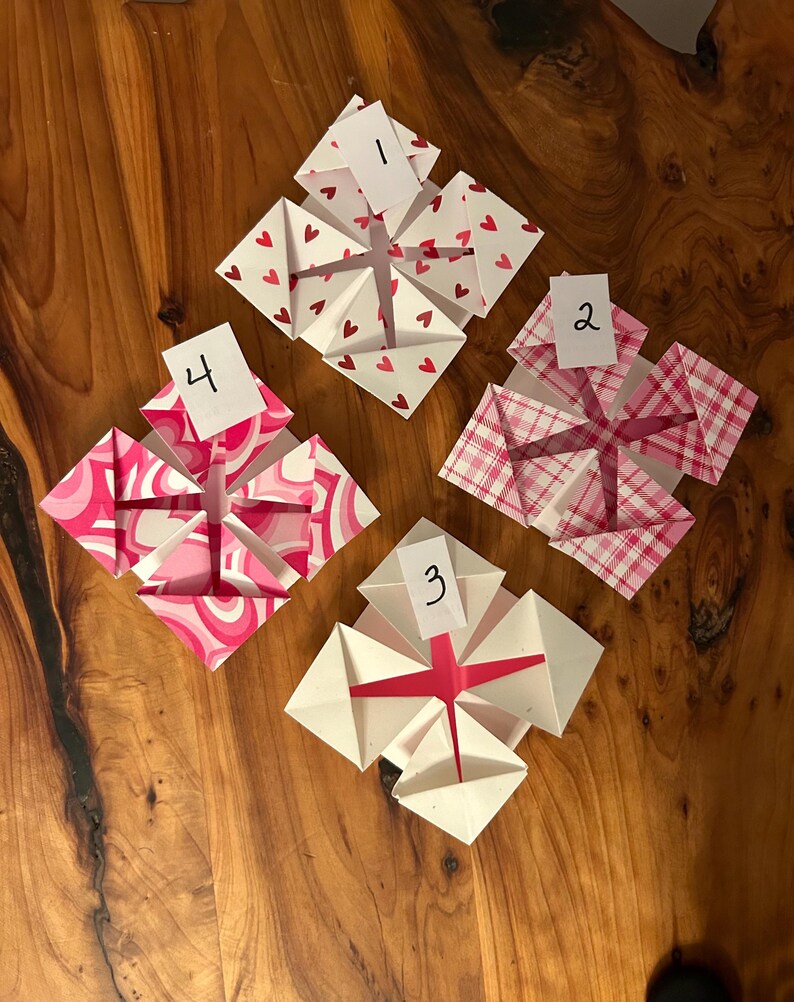 Handmade Set of Four Origami Cards for Valentine’s Day, Anniversary or ...