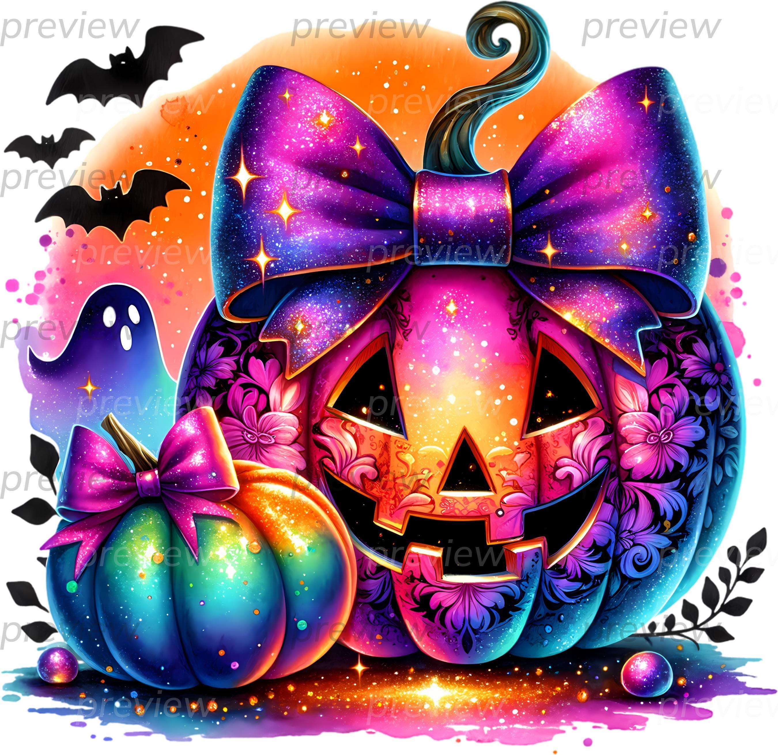 Bright Colorful Halloween Clipart Bundle of 9 PNG, Jack O'lantern ...