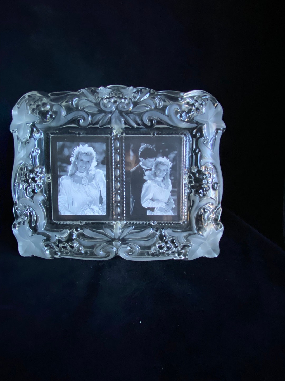Vintage Mikasa Crystal Double Wedding Picture Frame-anniversary Photo ...