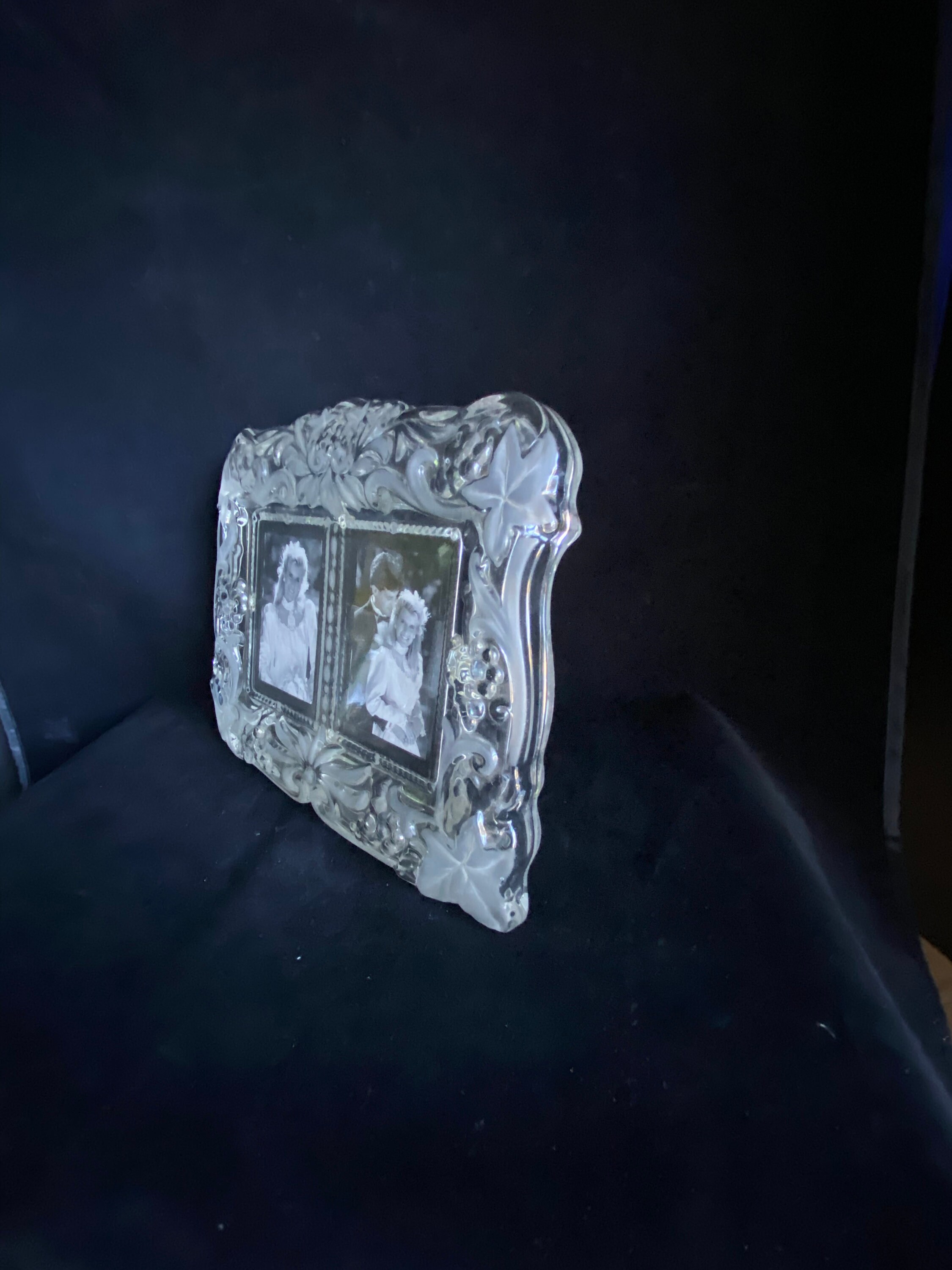 Vintage Mikasa Crystal Double Wedding Picture Frame-anniversary Photo ...