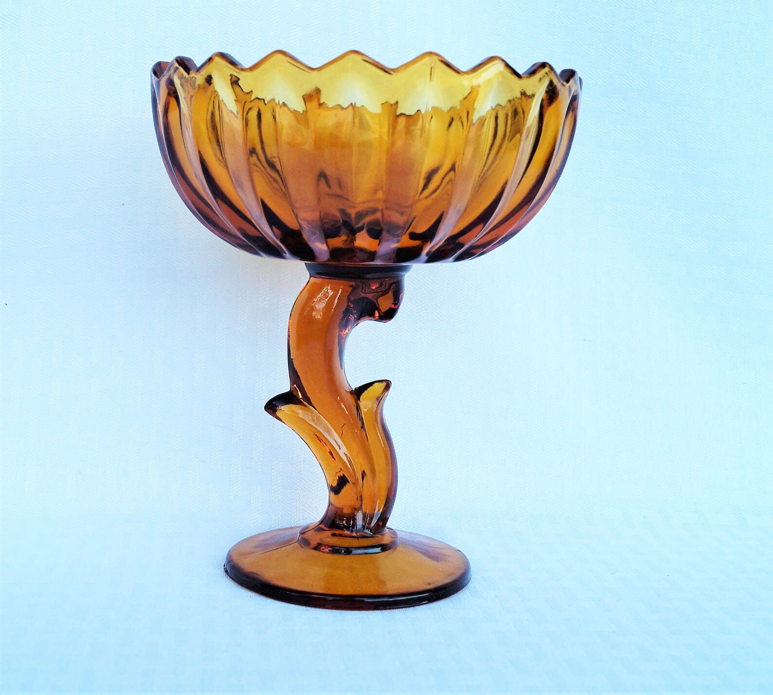 Fall Decor Dark Yellow Flower Glass Compote Lotus Blossom - Etsy