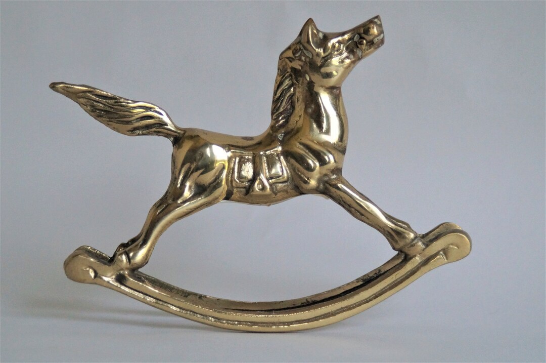 Brass Running Rocking Horse Figurine in Gold-tone for - Etsy