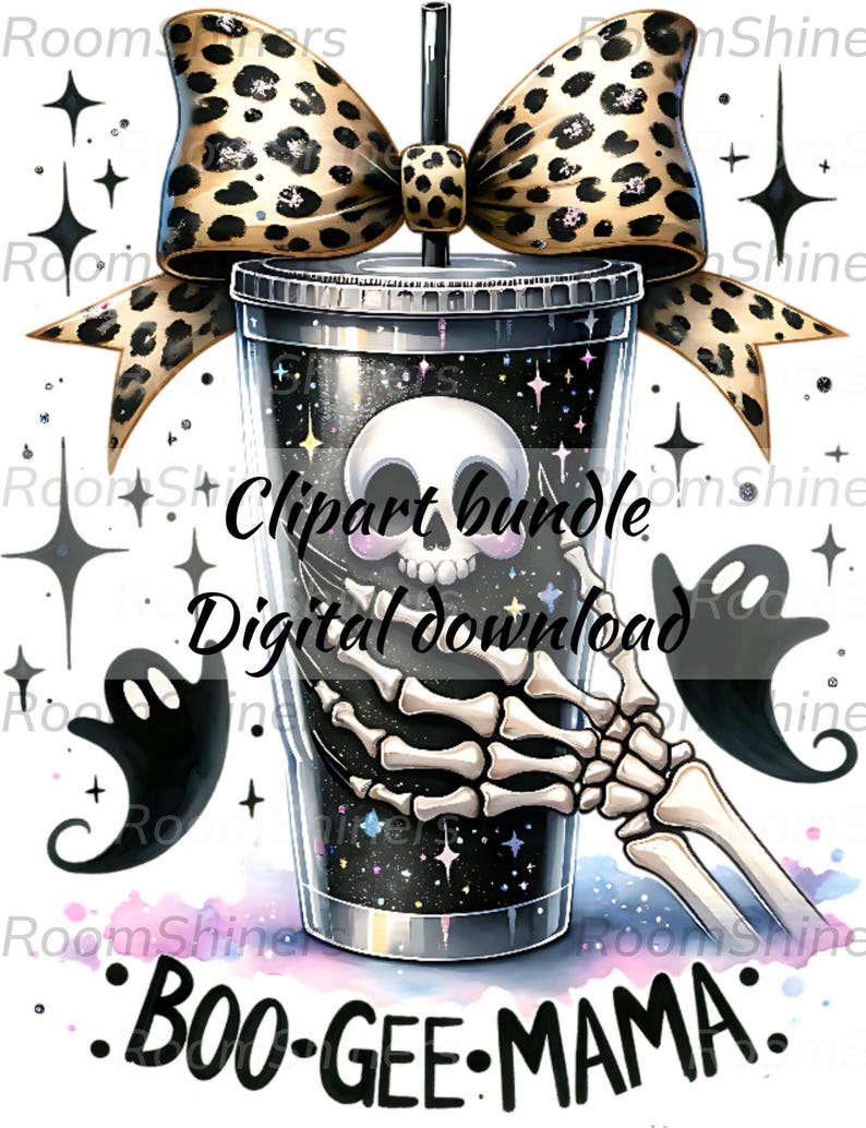 Printable Spooky Skeleton Cup 10 Clipart Bundle, Sublimation Design ...