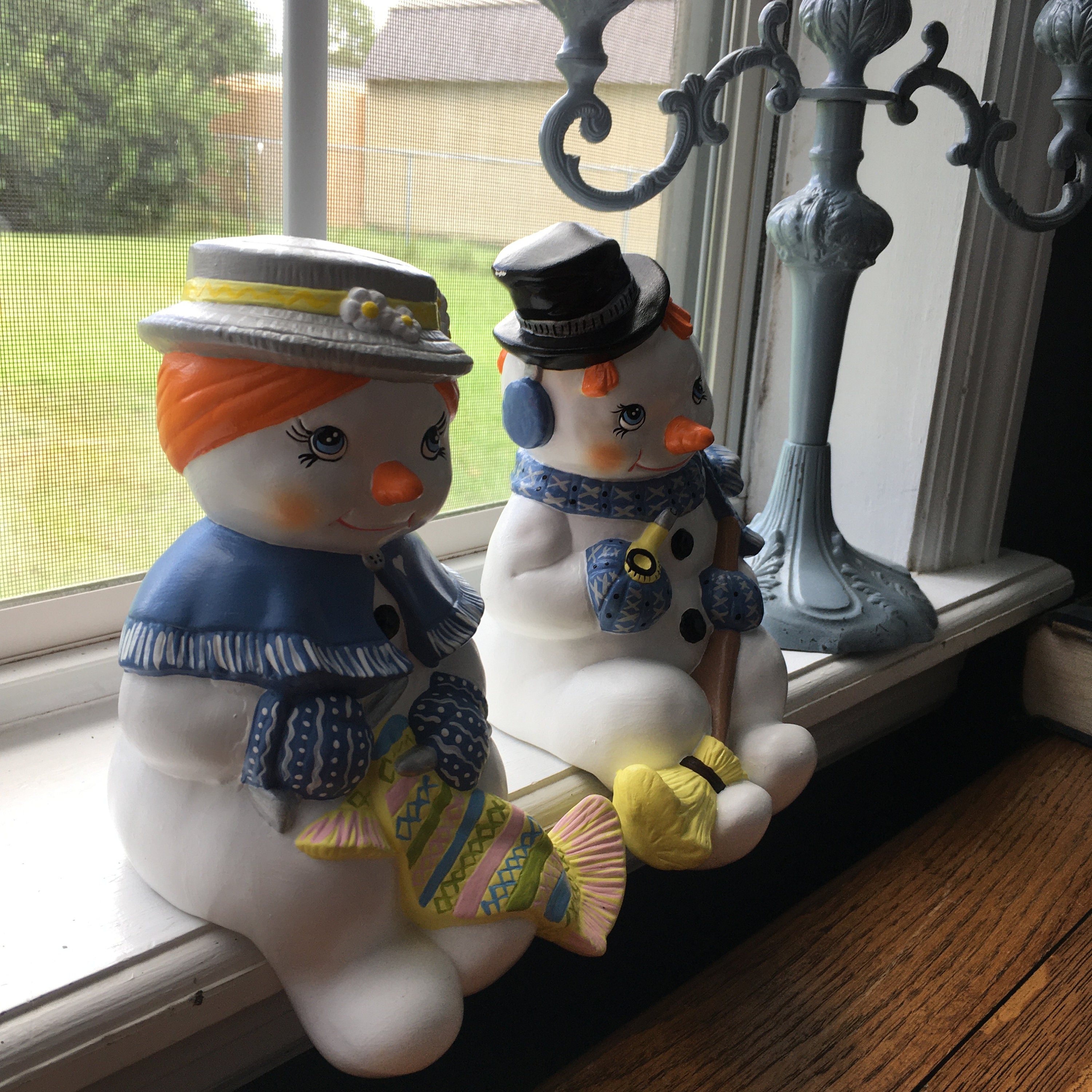 Vintage Snowman Couple-mr. & Mrs. Snowman-ceramic-shelf-sitter ...