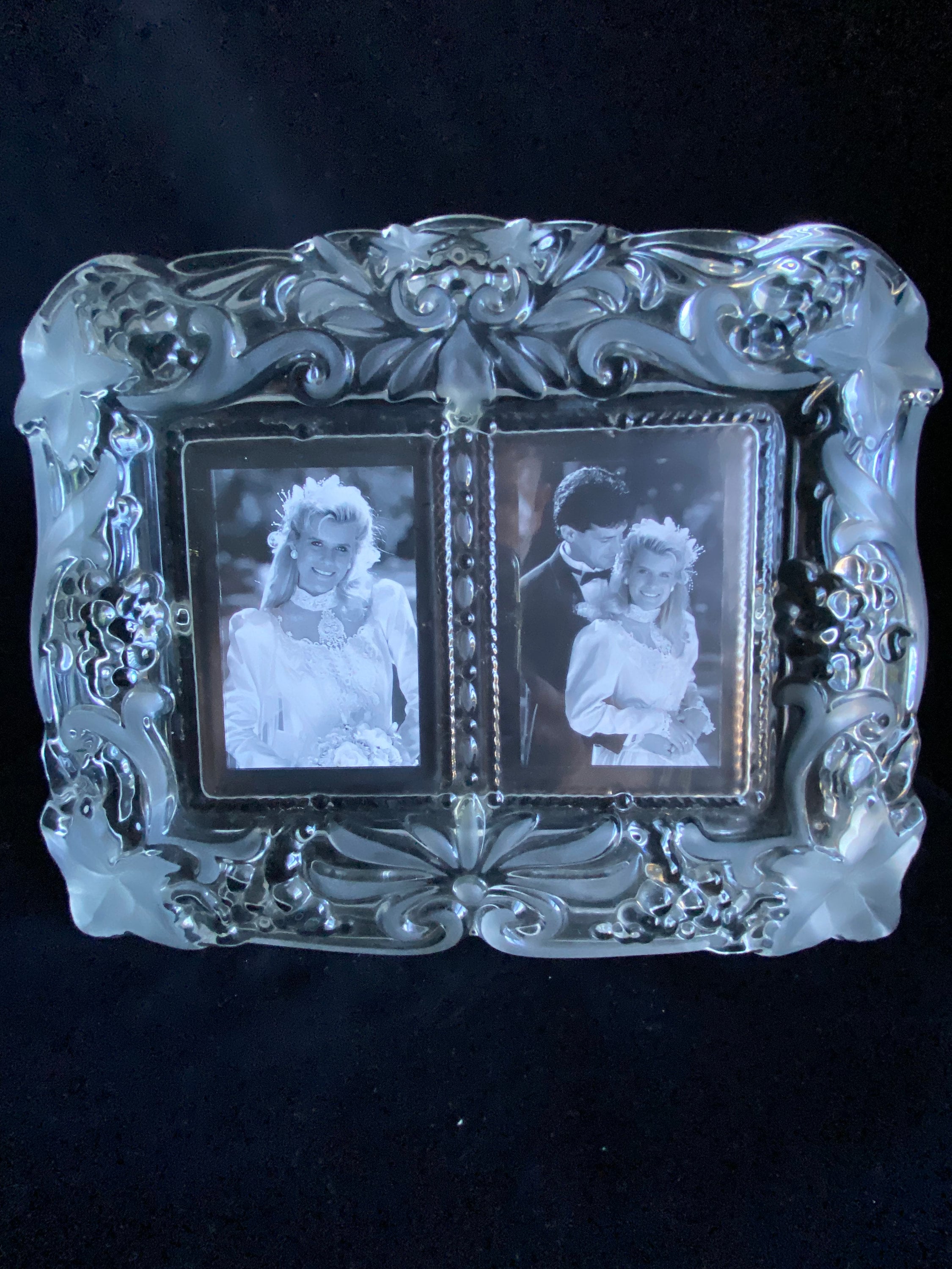 Vintage Mikasa Crystal Double Wedding Picture Frame-anniversary Photo ...