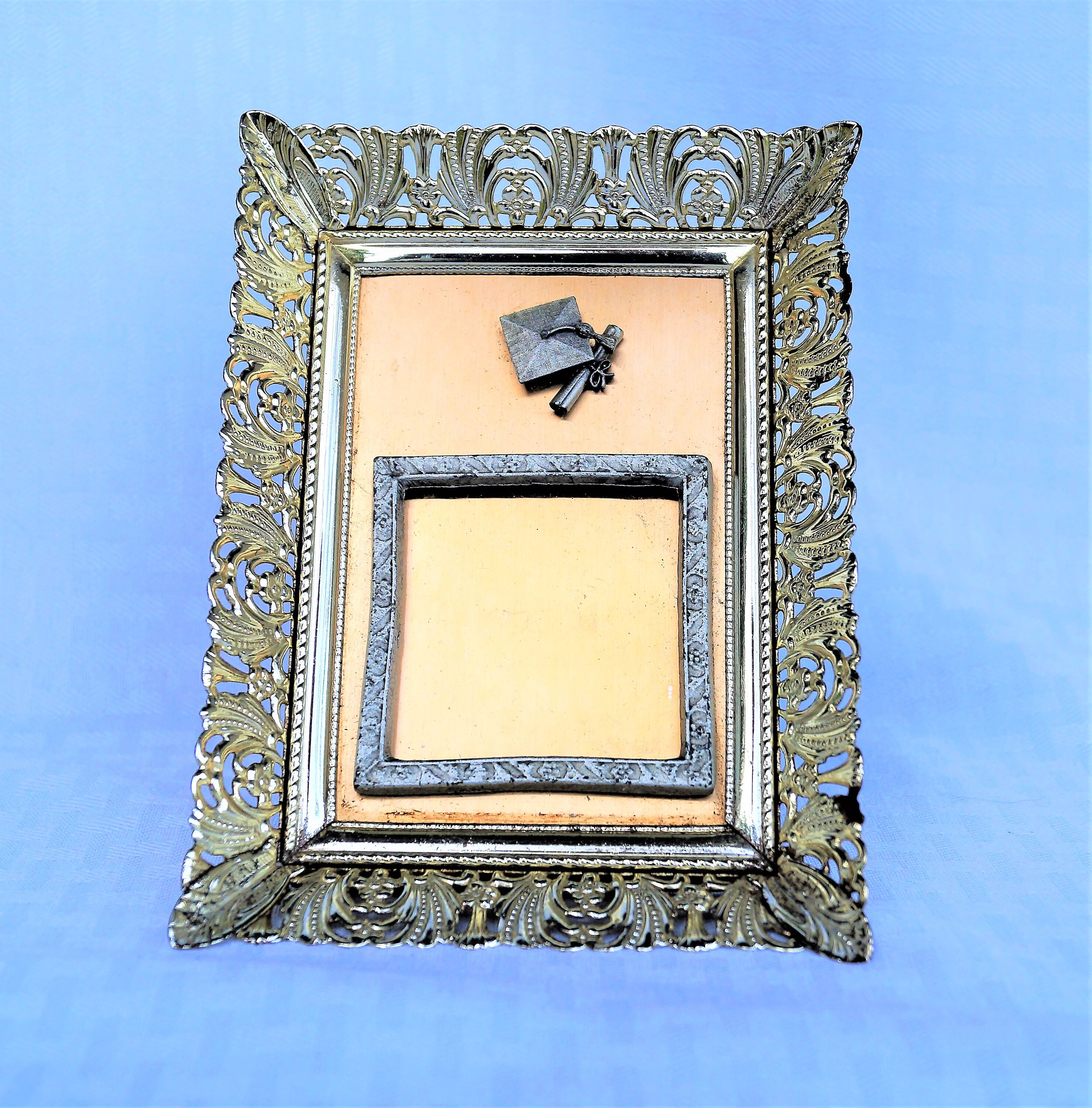 Graduation Vintage Filigree Metal Photo Picture Frame Graduation Cap ...