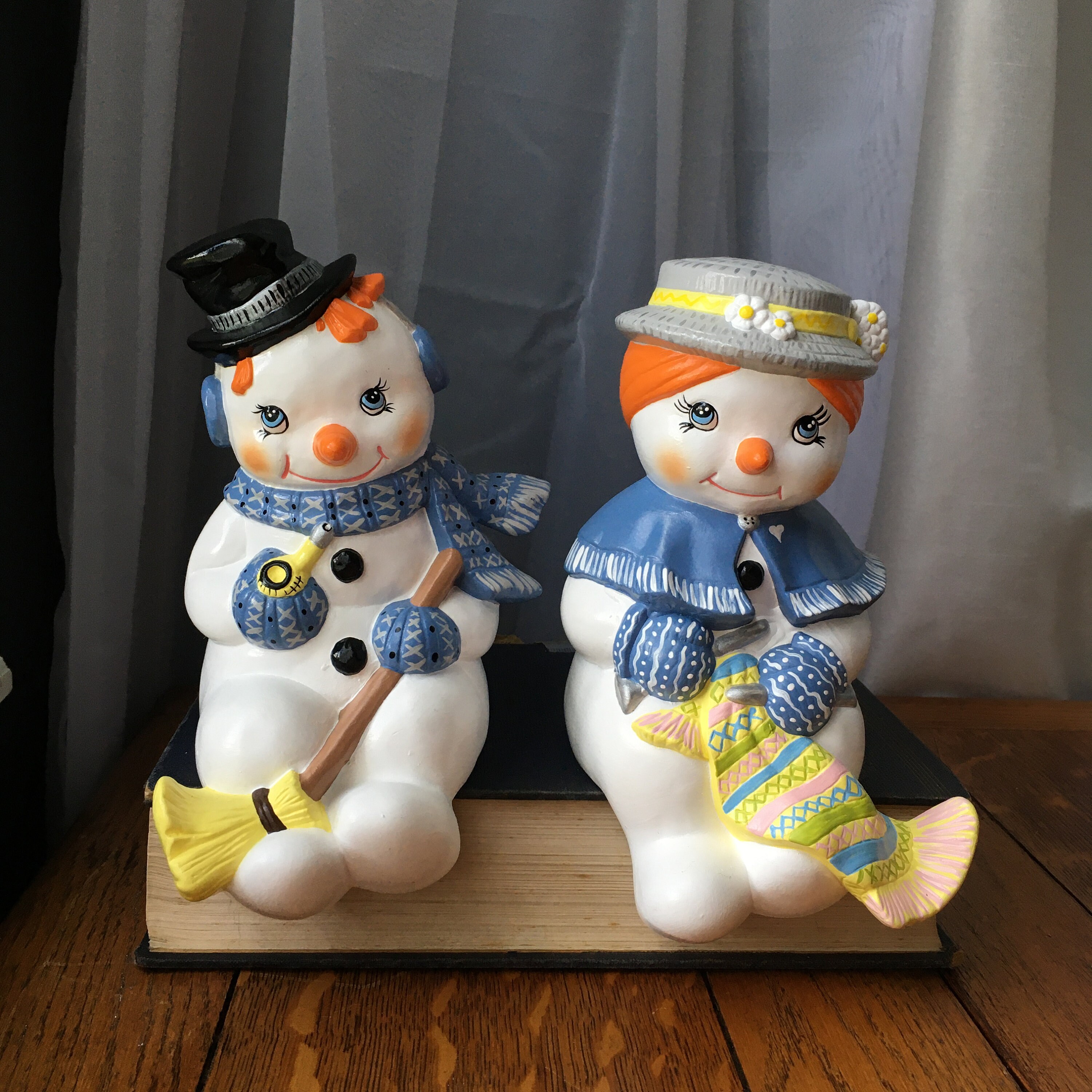 Vintage Snowman Couple-mr. & Mrs. Snowman-ceramic-shelf-sitter ...