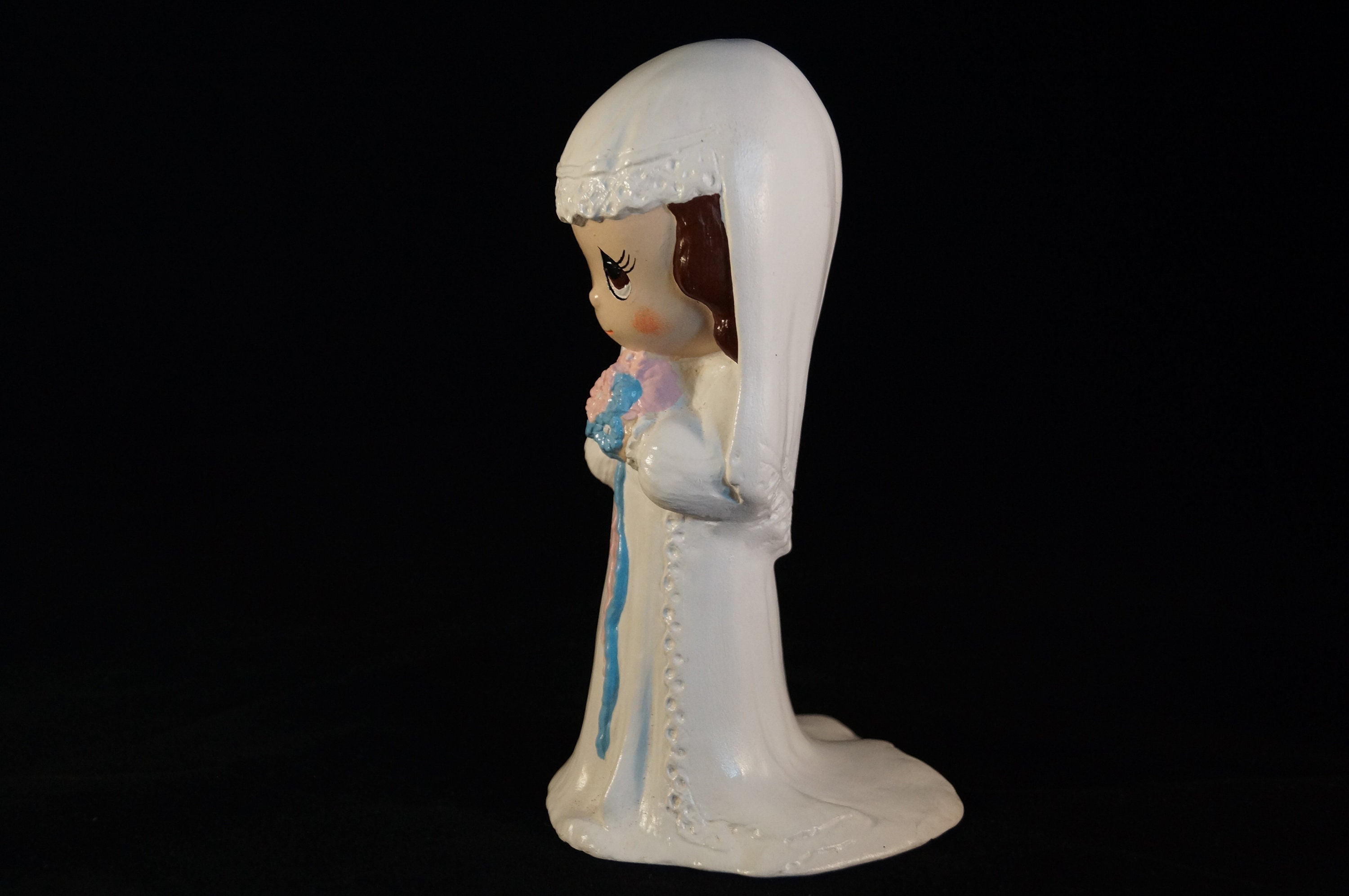 Vintage Adorable Ceramic Blushing Bride Statue With Long White Dress ...