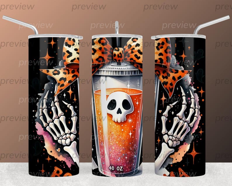 Printable Spooky Skeleton Cup 10 Clipart Bundle, Sublimation Design ...
