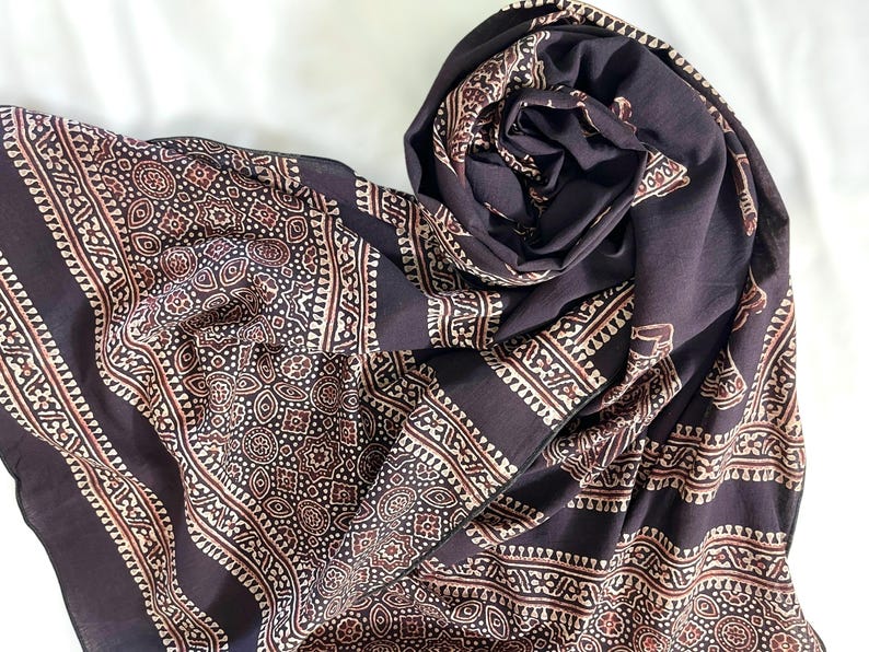 Sindhi Ajrak Scarf Resist Dyed Gujarati Dupatta, Eco Friendly Indian ...