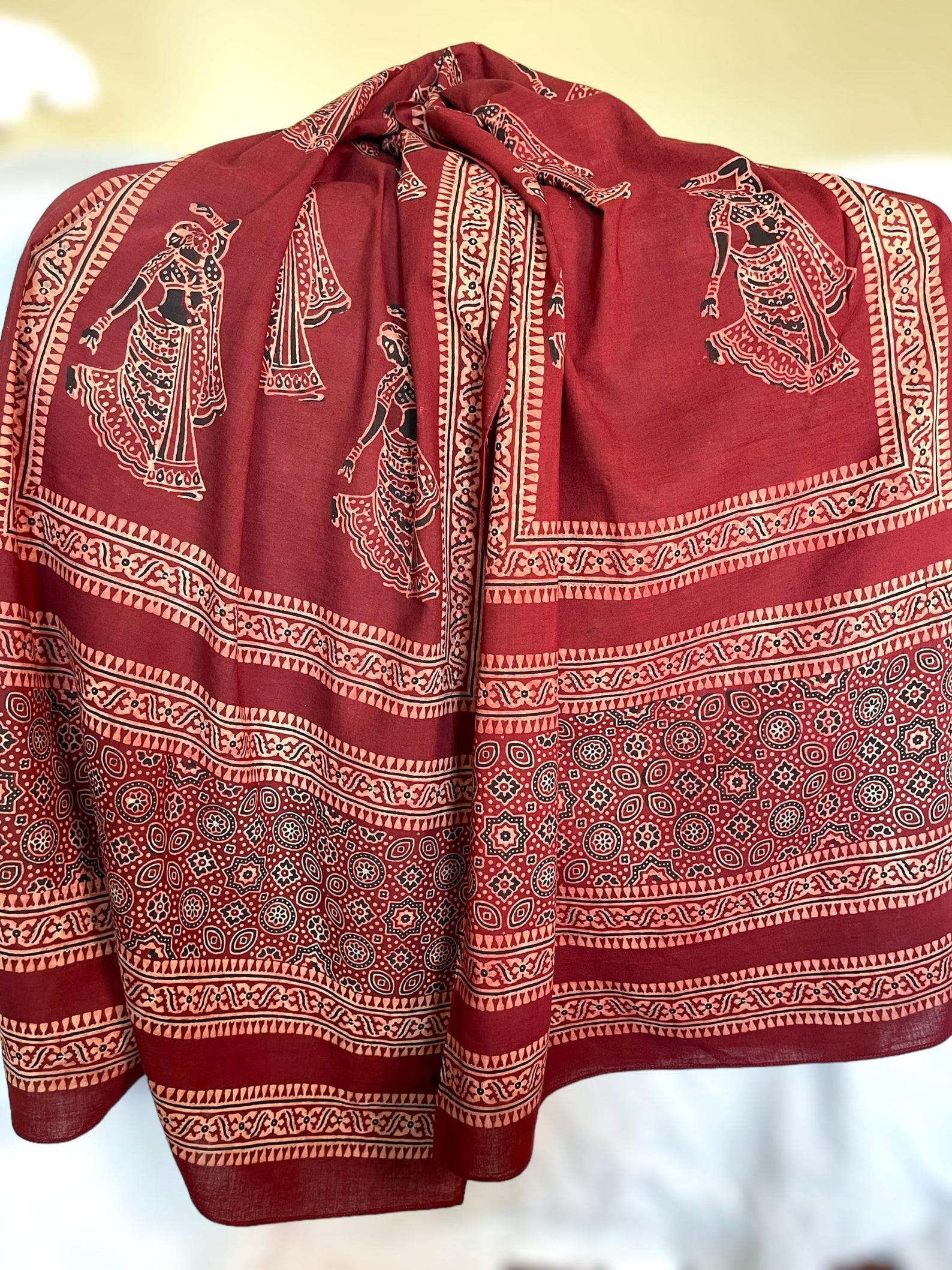 Gujarati Dupatta Eco Friendly Sindhi Ajrak Scarf, Resist Dyed Indian ...