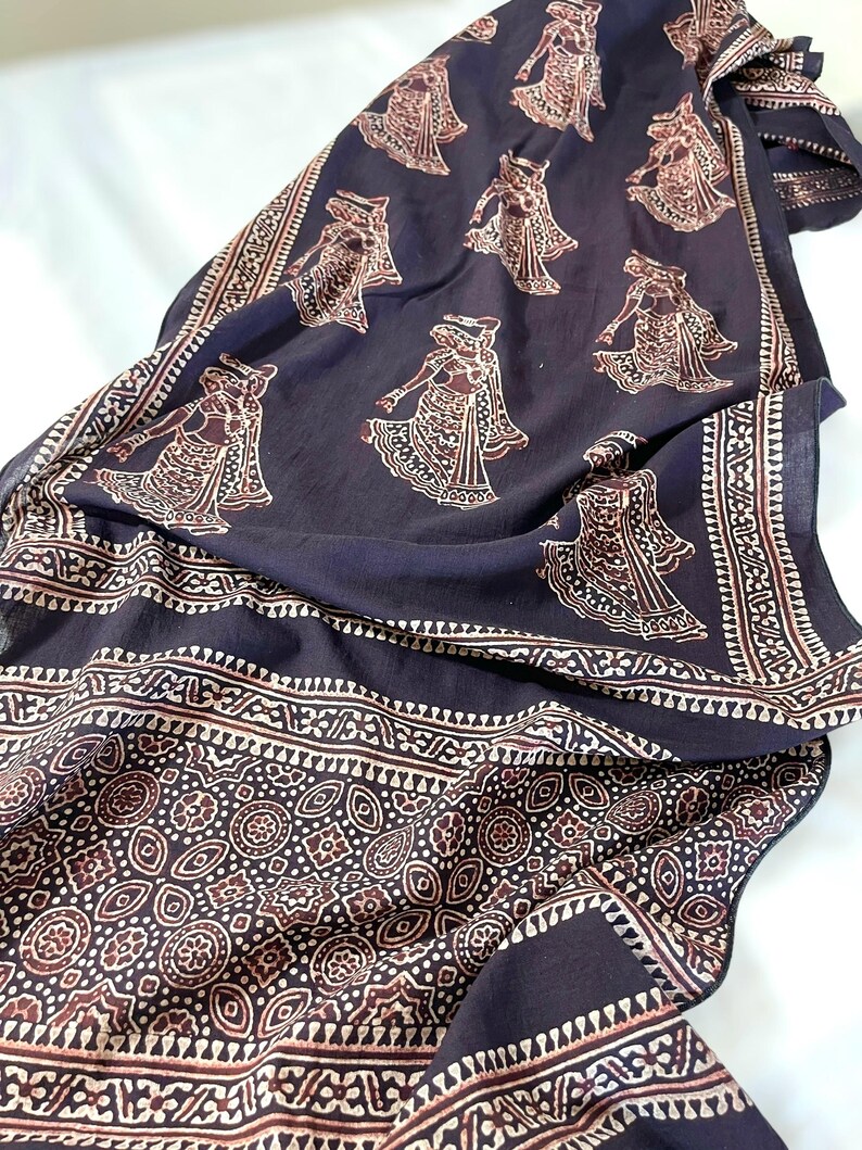 Sindhi Ajrak Scarf Resist Dyed Gujarati Dupatta, Eco Friendly Indian ...