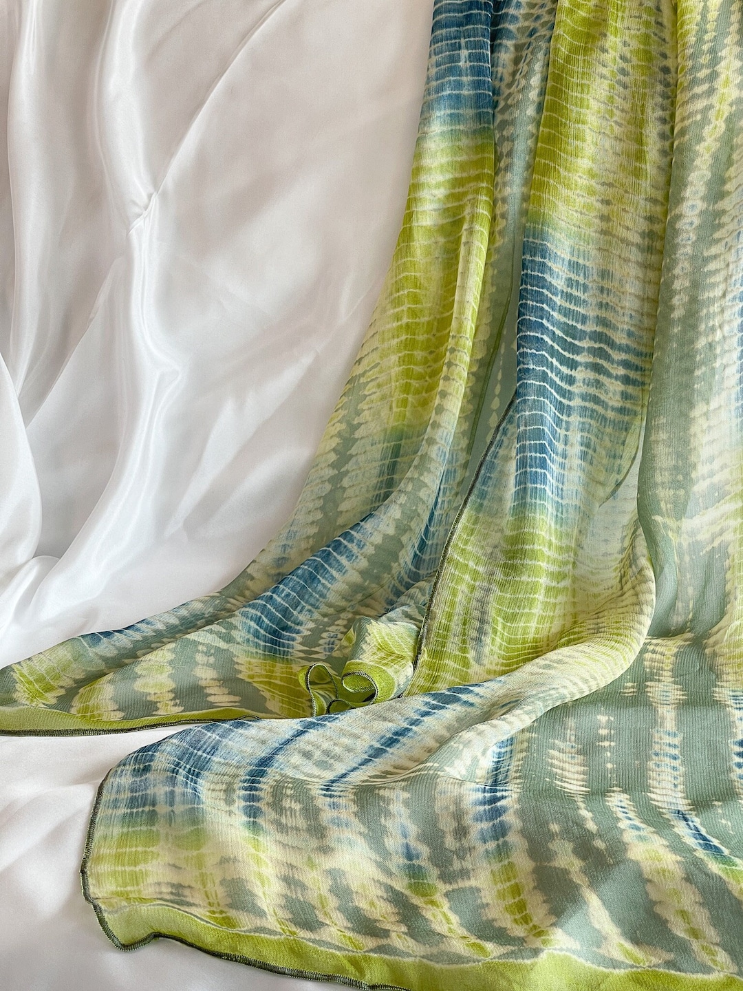 Sage Green Hand Dyed Silk Scarf, Tie Dye Shawl Bohemian Style ...
