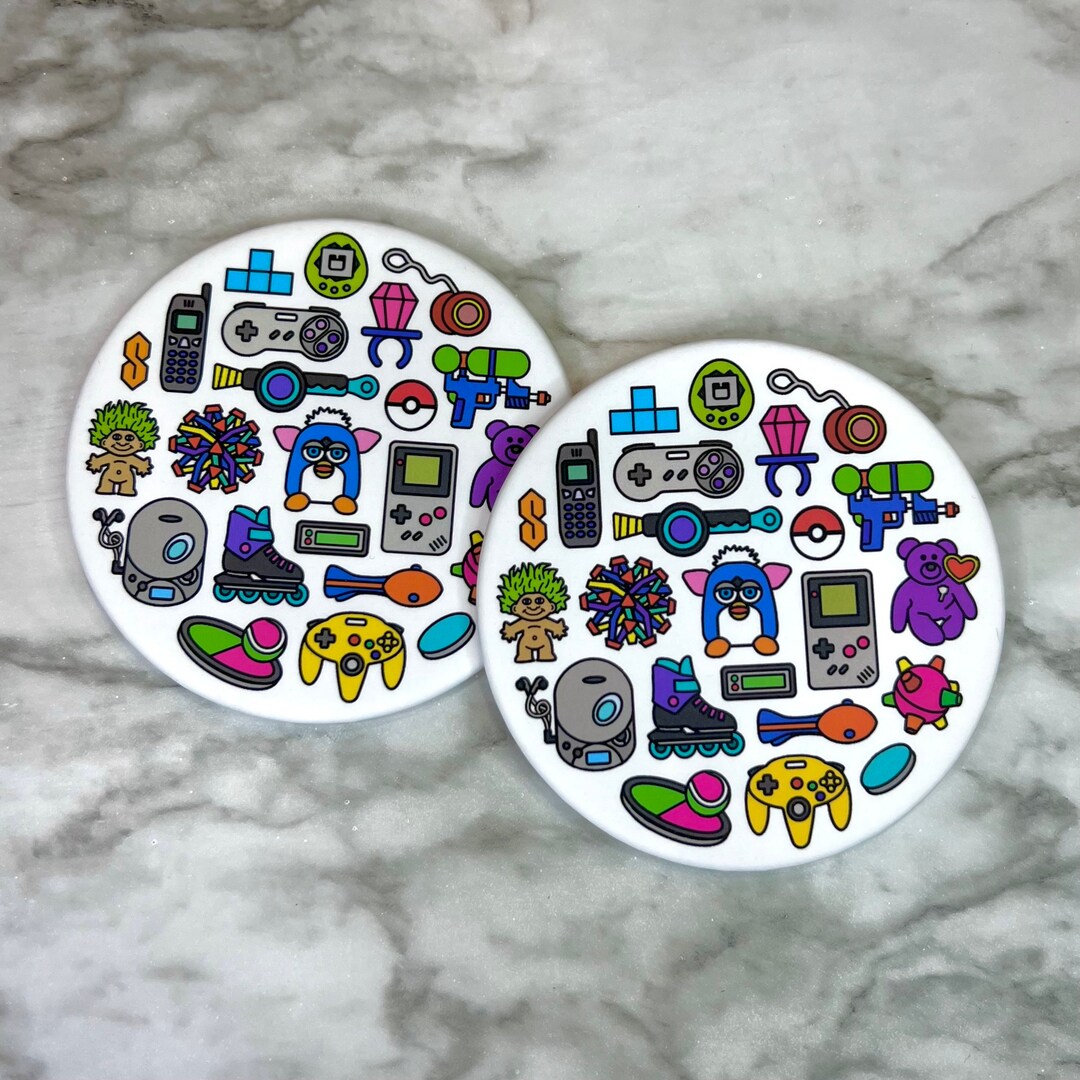 90's Coasters — 90s Nostalgia Circle Metal Coaster (set of 2) - Etsy