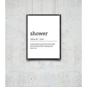 SHOWER Definition Wall Art Home Decor Humor Funny Home Décor Black and ...