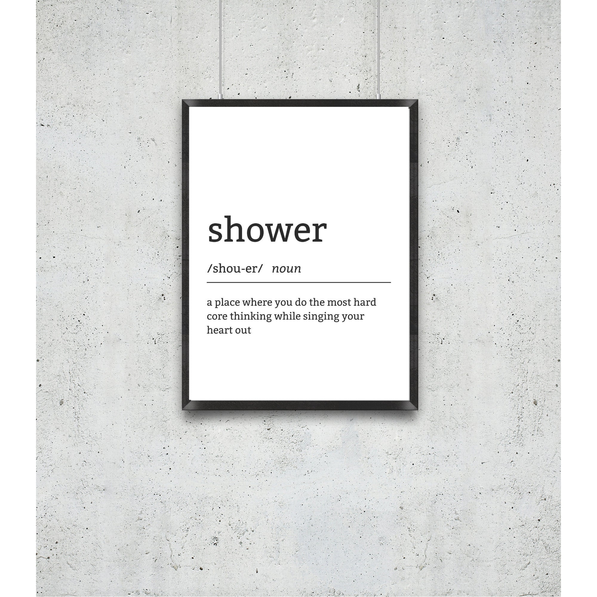 SHOWER Definition Wall Art Home Decor Humor Funny Home Décor Black and ...