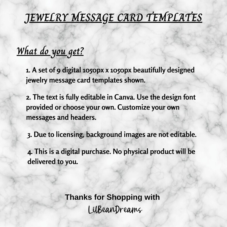 Jewelry Message Card Templates Set of 9 POD Shineon Message Card ...