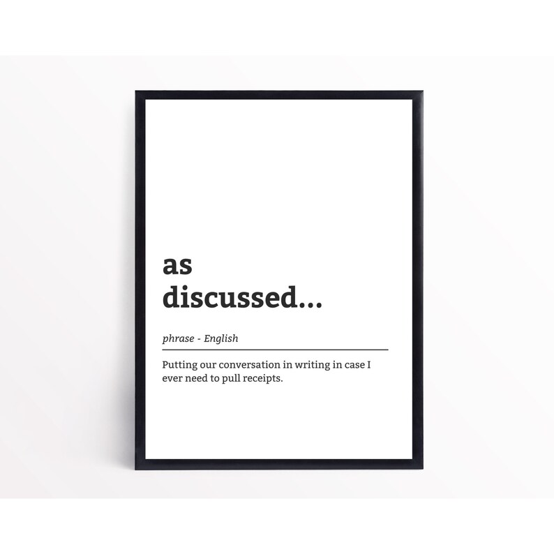 As Discussed | Office Wall Art | Office Humor | Funny Home Décor ...