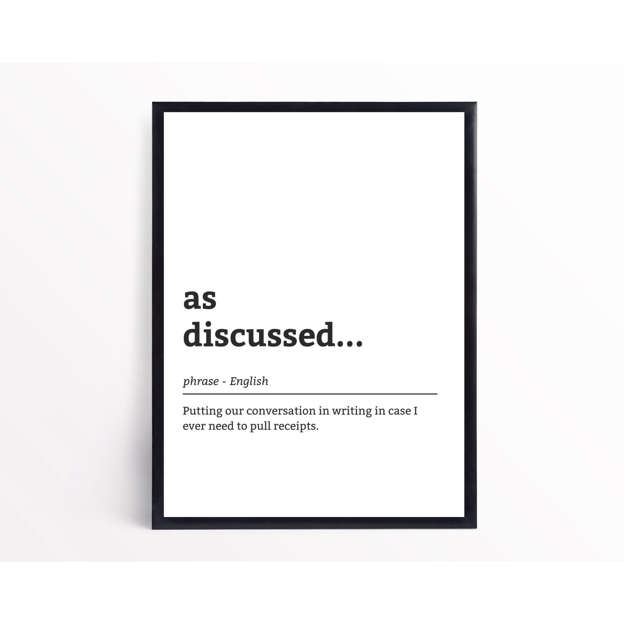 As Discussed | Office Wall Art | Office Humor | Funny Home Décor ...