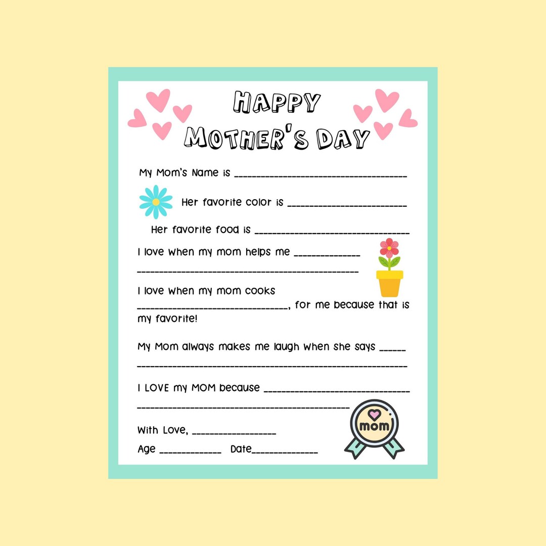 Mother's Day - All About Mom | Printable Mother's Day Activity From ...