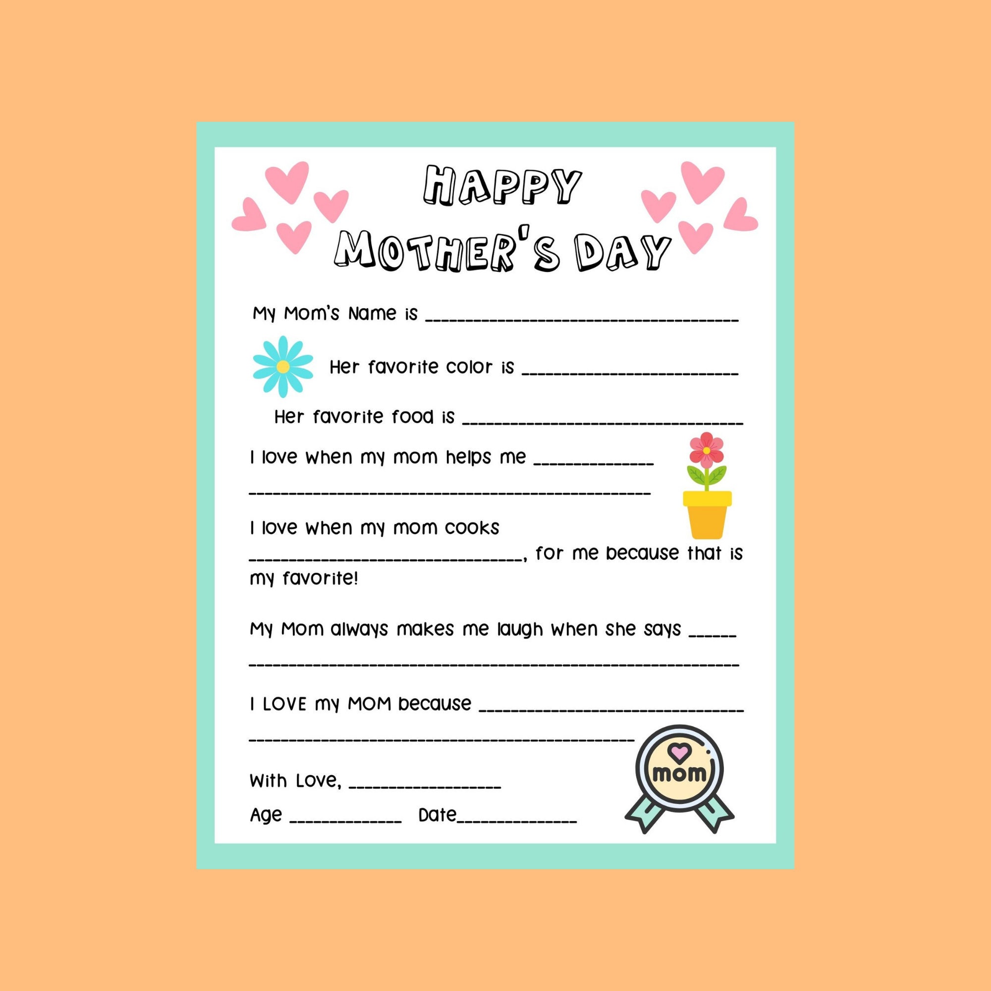 Mother's Day - All About Mom | Printable Mother's Day Activity From ...