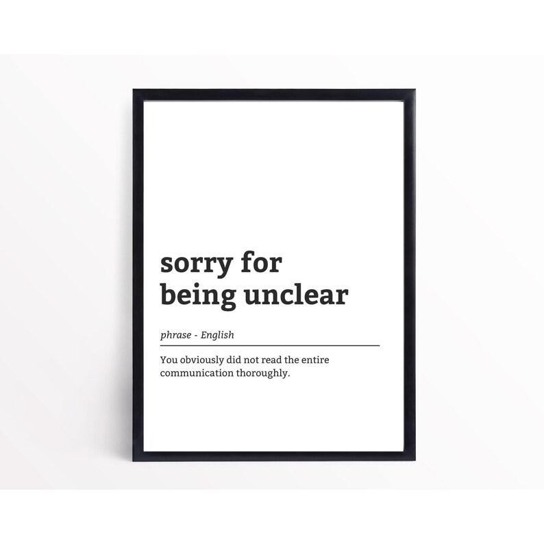 Sorry for Being Unclear Office Wall Art Office Humor - Etsy