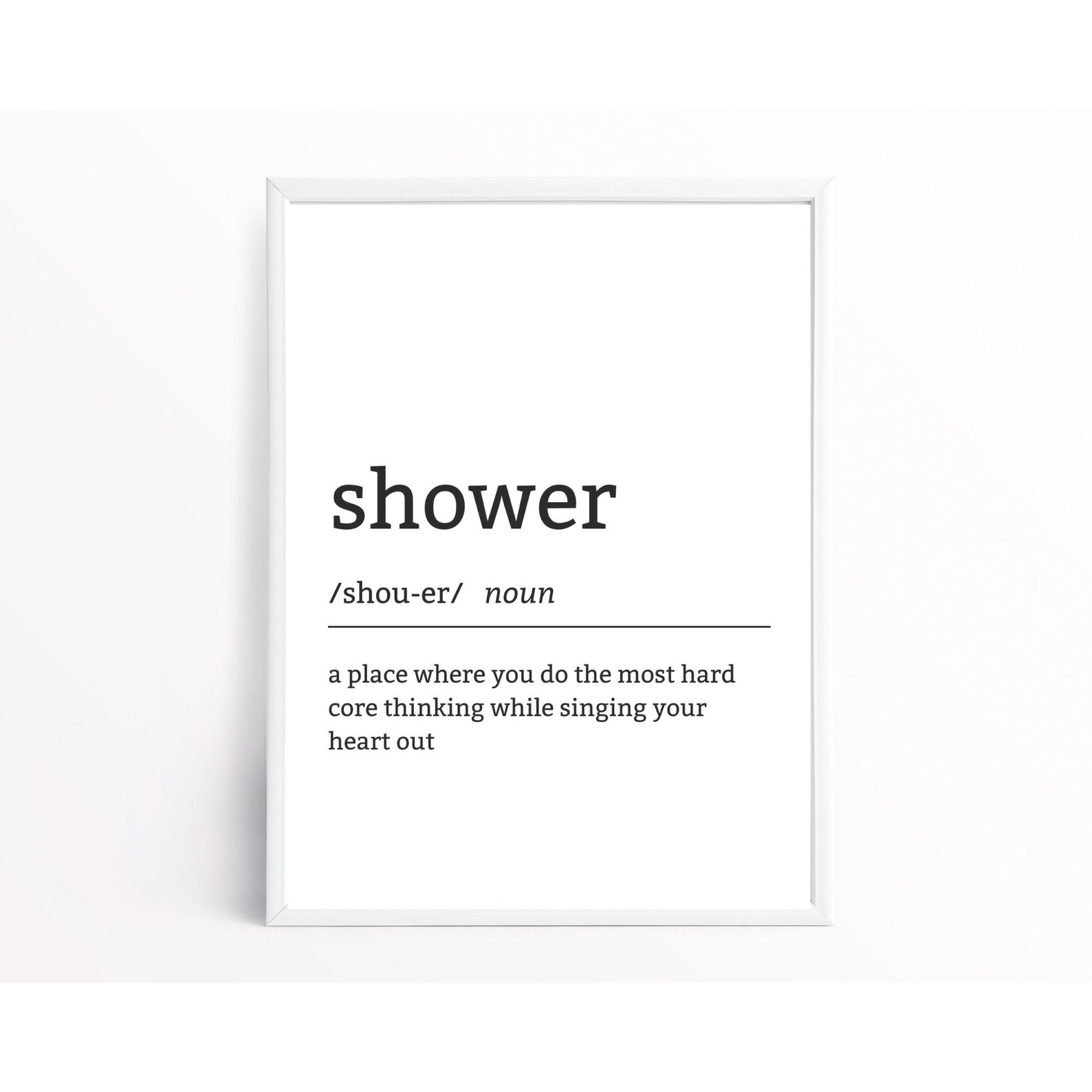 SHOWER Definition Wall Art Home Decor Humor Funny Home Décor Black and ...