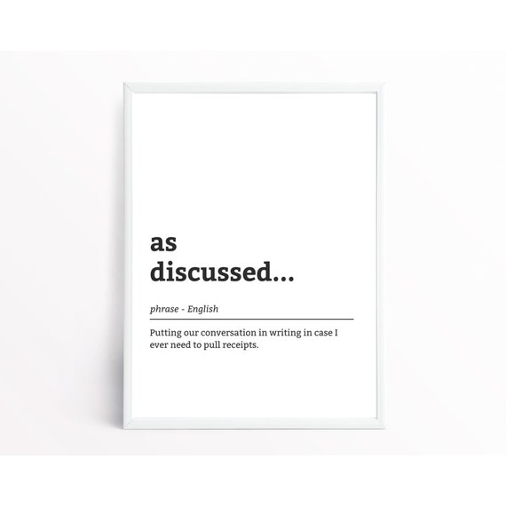 As Discussed Office Wall Art Office Humor Funny Home - Etsy