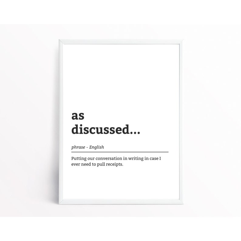 As Discussed | Office Wall Art | Office Humor | Funny Home Décor ...