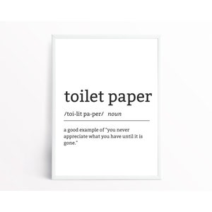 TOILET PAPER | Definition Wall Art | Home Decor Humor | Funny Home ...