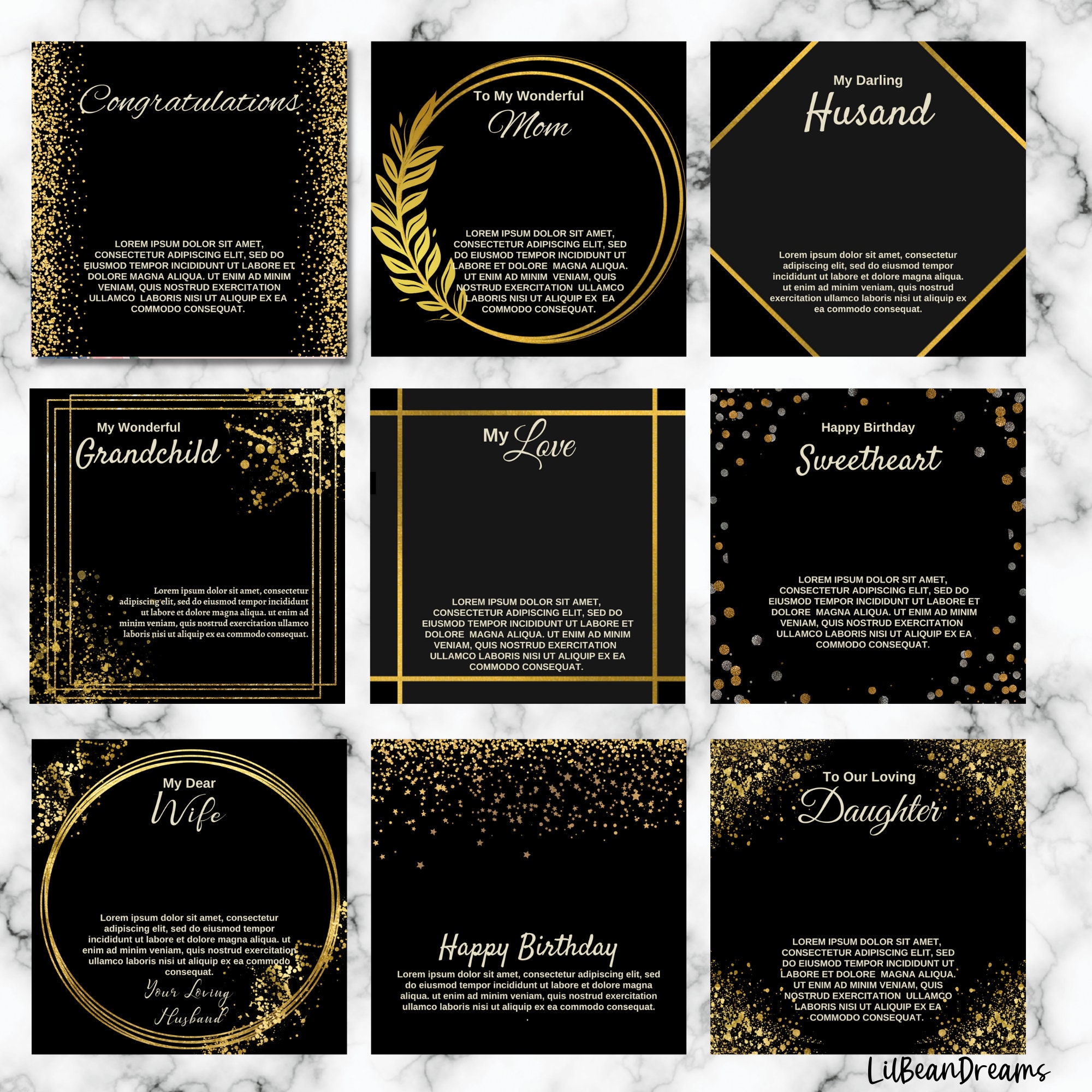 Jewelry Message Card Templates Set of 9 POD Shineon Message Card ...