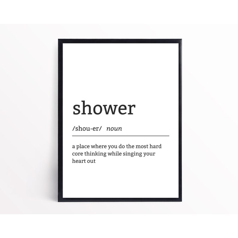 SHOWER Definition Wall Art Home Decor Humor Funny Home Décor Black and ...