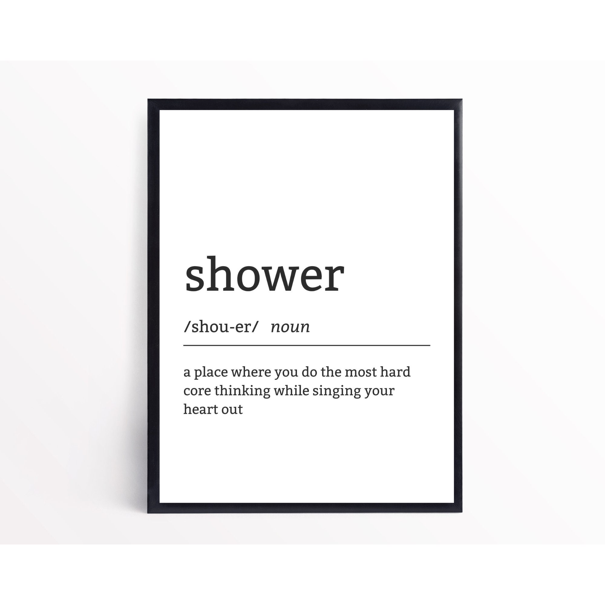 SHOWER Definition Wall Art Home Decor Humor Funny Home Décor Black and ...