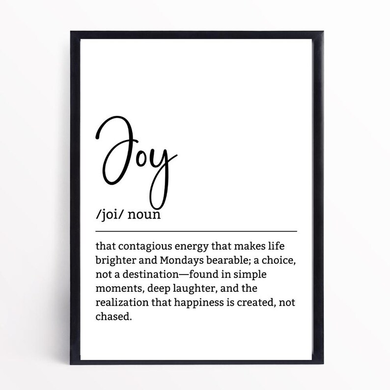 JOY Printable Definition Wall Art Home Wall Decor Joy Definition ...