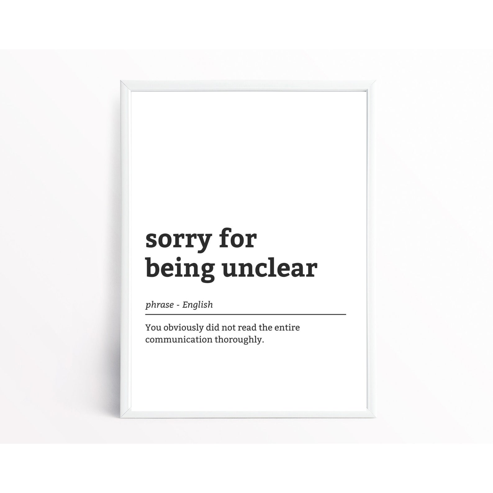 Sorry for Being Unclear Office Wall Art Office Humor - Etsy