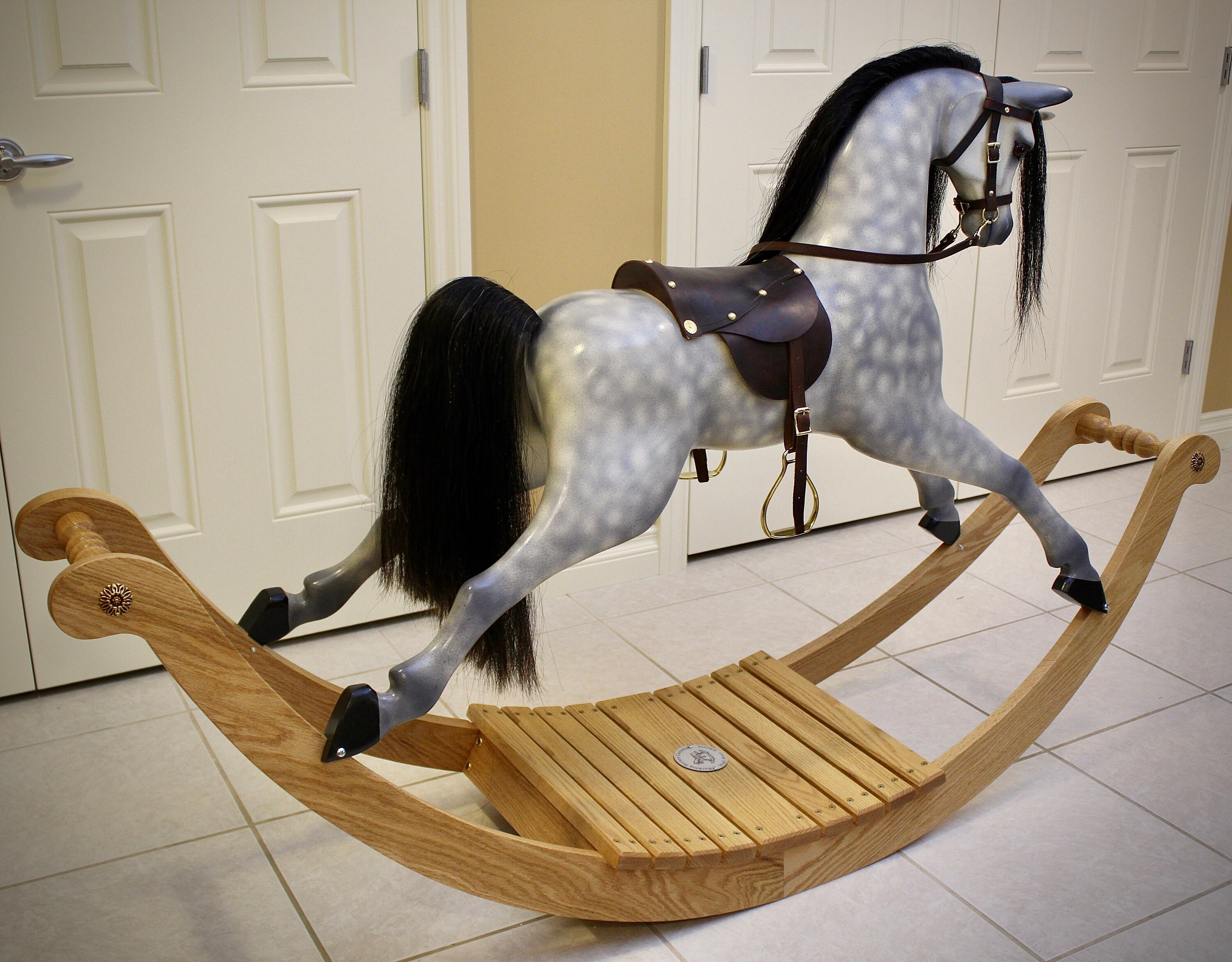 Traditional Wooden Hand Carved Arabian Rocking Horse on Bow | Etsy