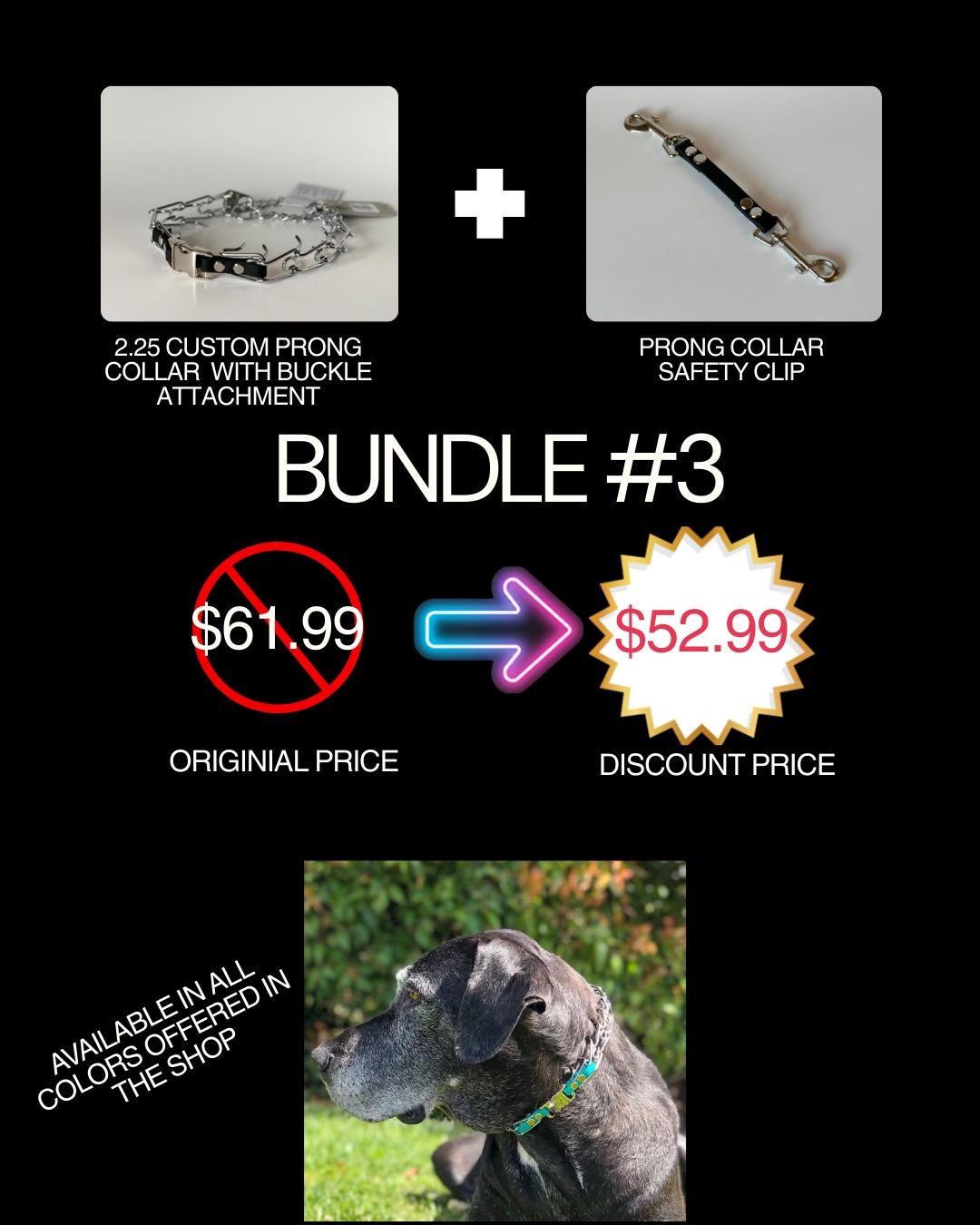 Bundle #3: 2.25 Custom Prong Collar With Buckle Attachment + Prong ...
