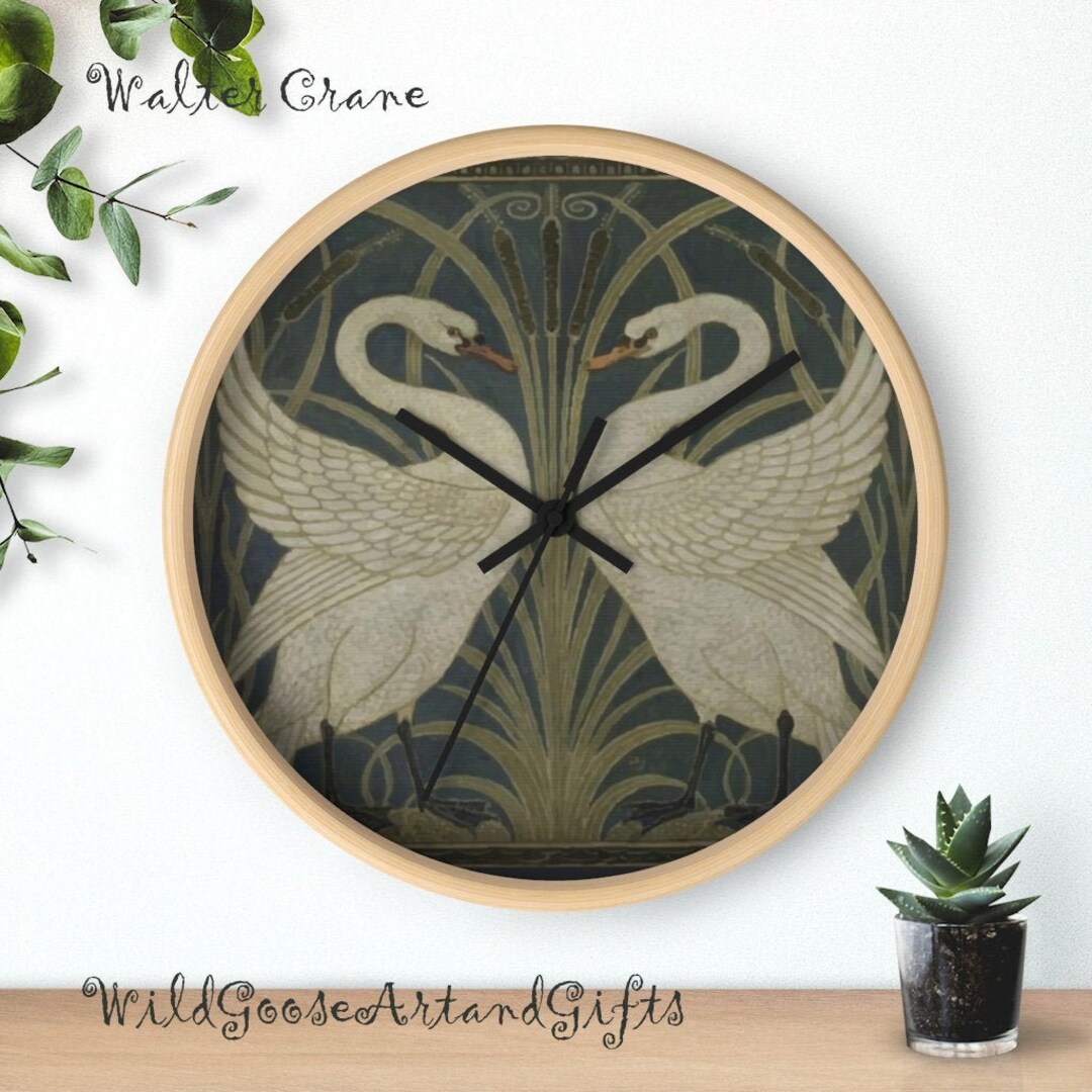 Swan Wall Clock, Walter Crane Design, Art Nouveau Clock, Arts and ...